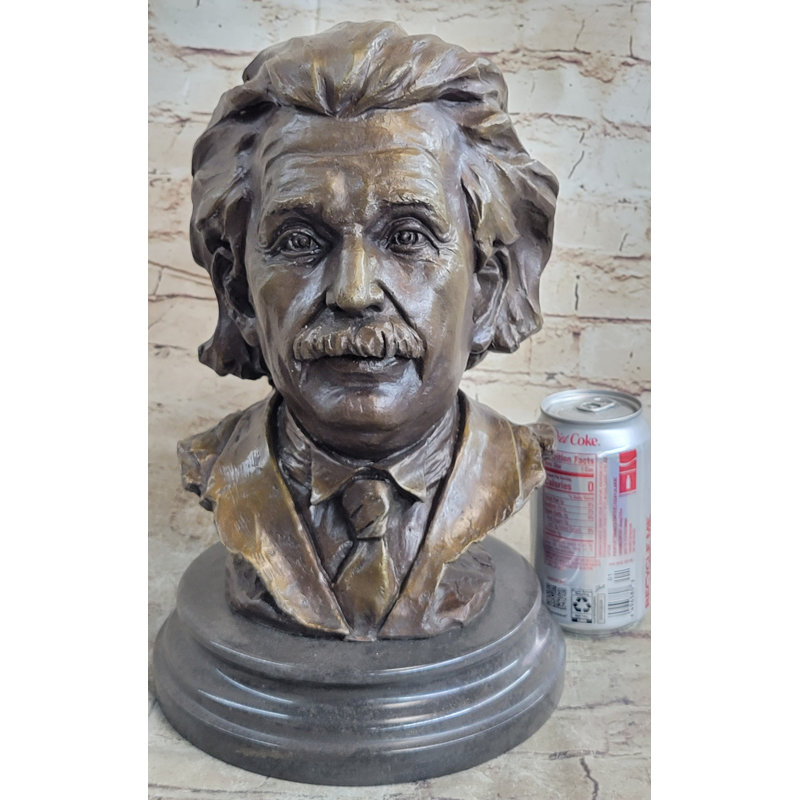 Canora Grey Teriyana Albert Einstein Bronze Metal Bust Sculpture Statue Original Art 13" x 9 ...
